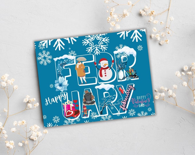 Happy February Postcard - Etsy