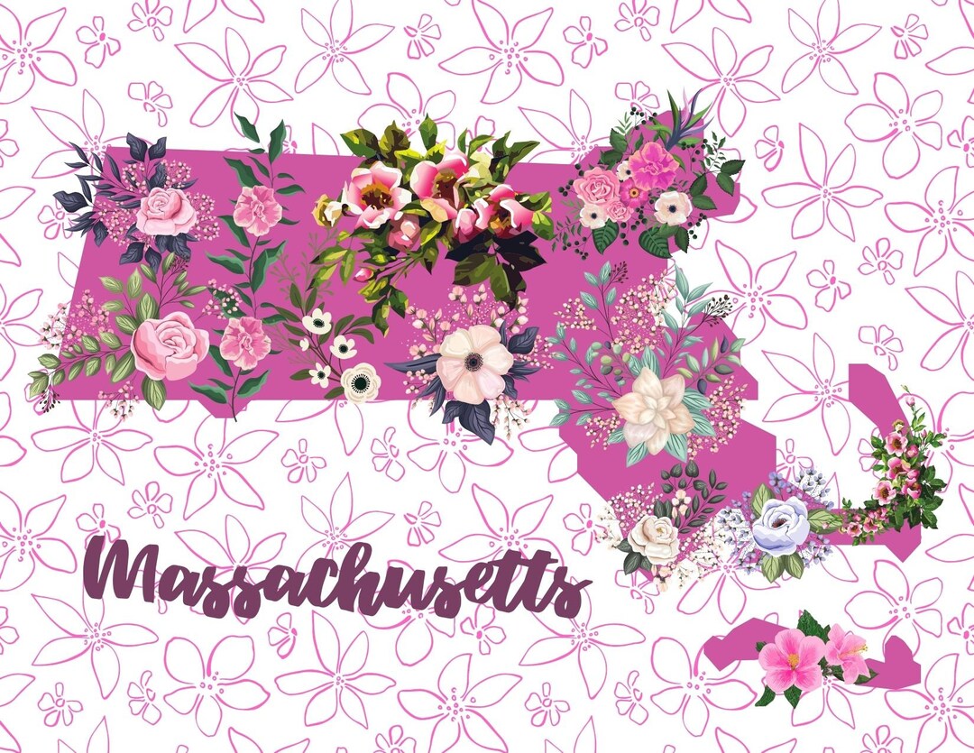 Pretty Massachusetts Postcard, Collectible State Floral Postcard, Gift ...