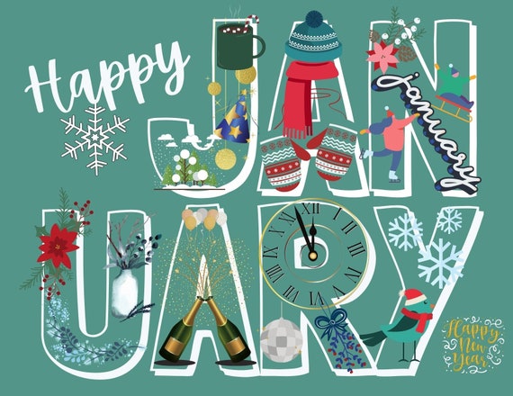 Happy January Postcard New Year's Card Postcrossing | Etsy