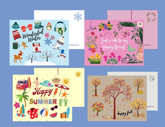 Four Seasons Postcard Pack Post Crossing Postcards Pen Pal | Etsy