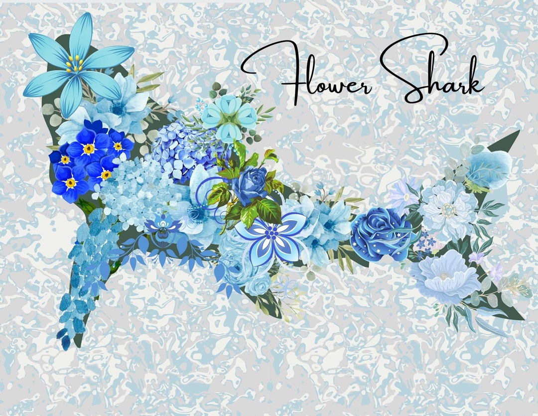 Shark Postcard With Flowers - Etsy UK
