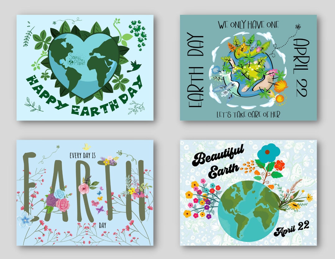 Earth Day Postcard Bundle - Set of Four - Etsy