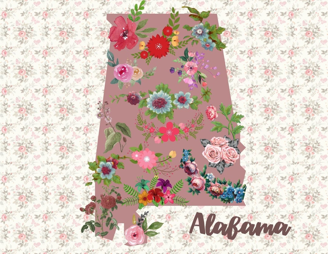Pretty Alabama Postcard, Greetings From Alabama, Flower Postcard, State ...