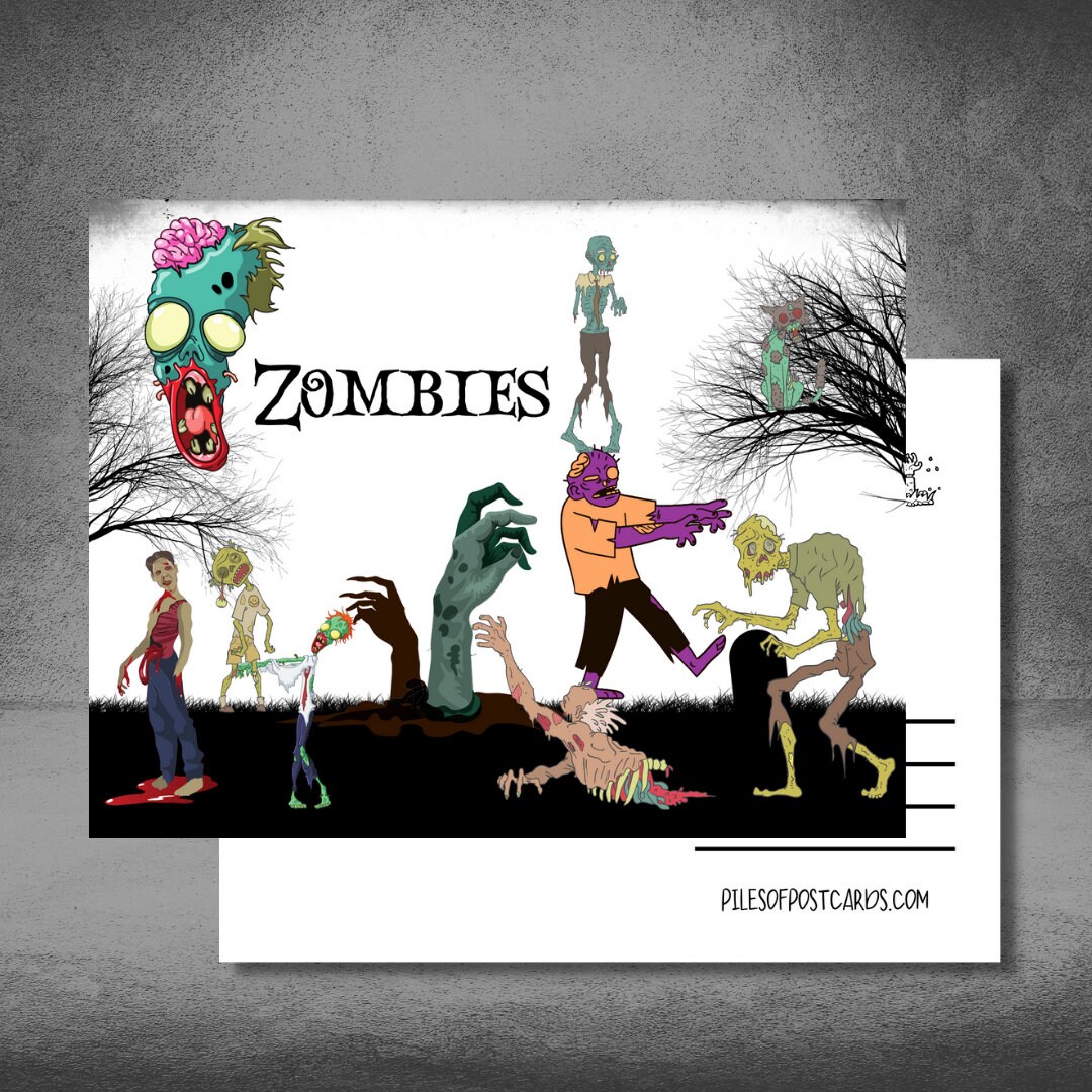 The Zombie Lovehalloween Postcard - Etsy