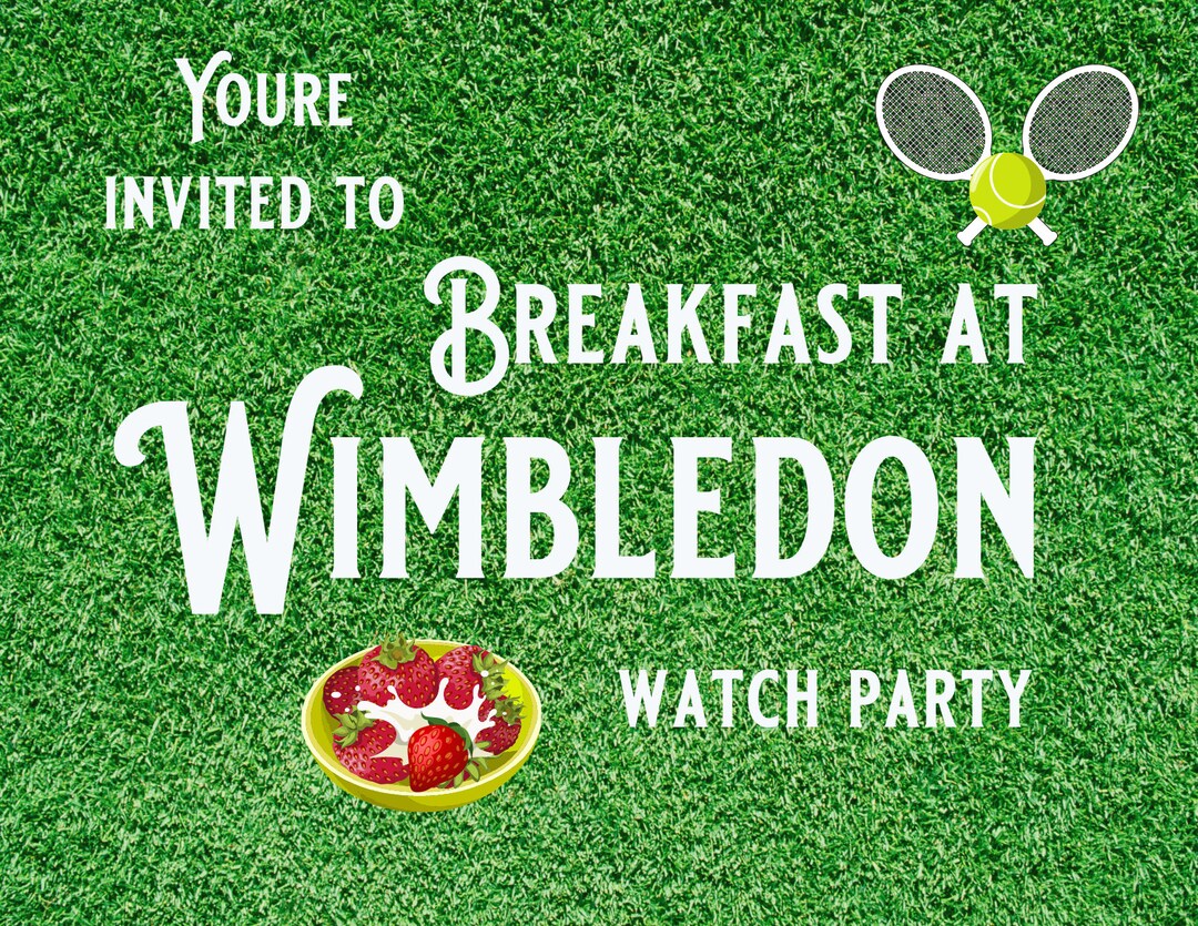 Breakfast at Wimbledon Invitation Postcard, Tennis Party Invitation ...