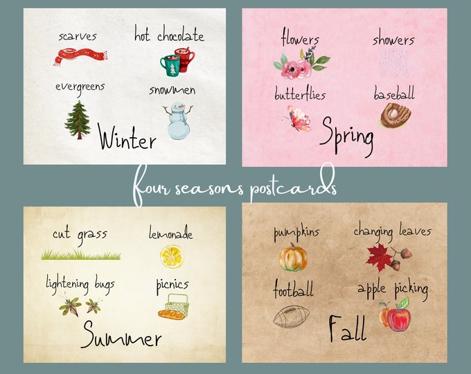 Winter Spring Summer and Fall Postcard Set, Post Crossing Postcards Pen ...
