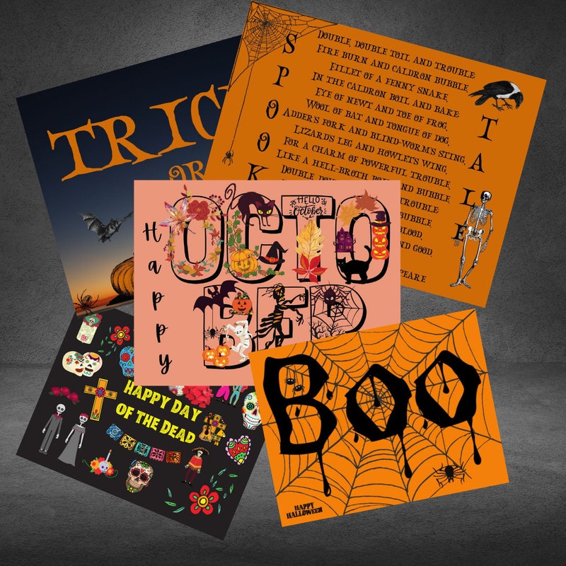 Halloween Postcards - Etsy