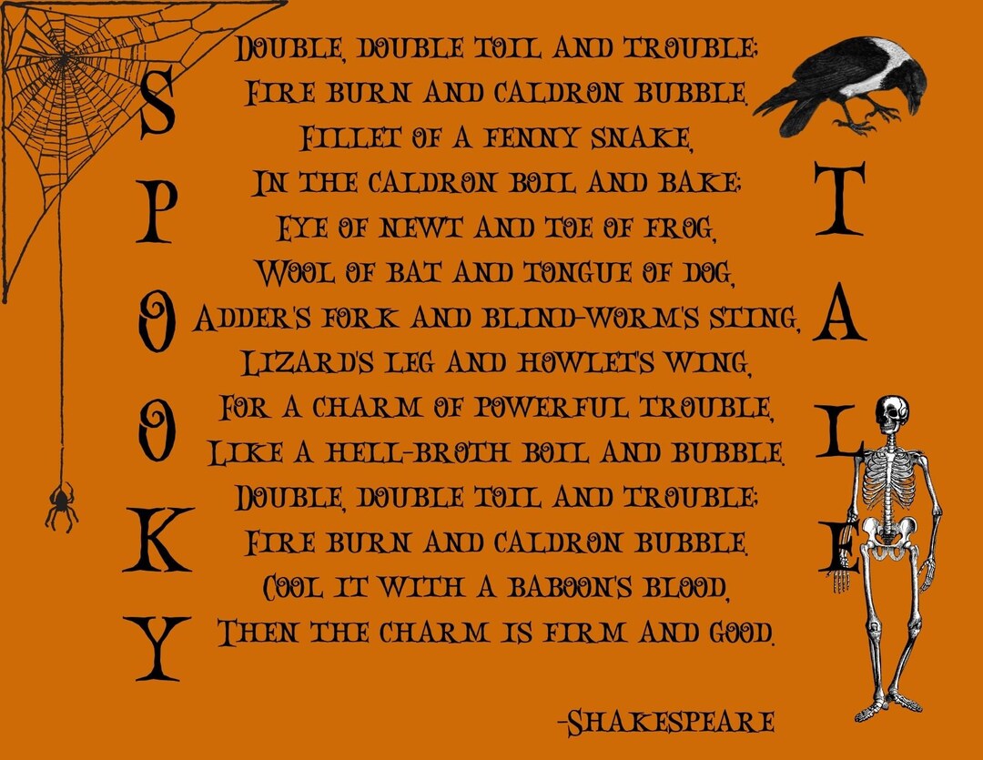 Halloween Postcard, Spooky Tale by Shakespeare - Etsy