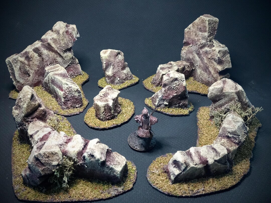 Obelisk Ruins Terrain – 7 Piece Rocky Outcrops, D&D Wargaming Scatter ...