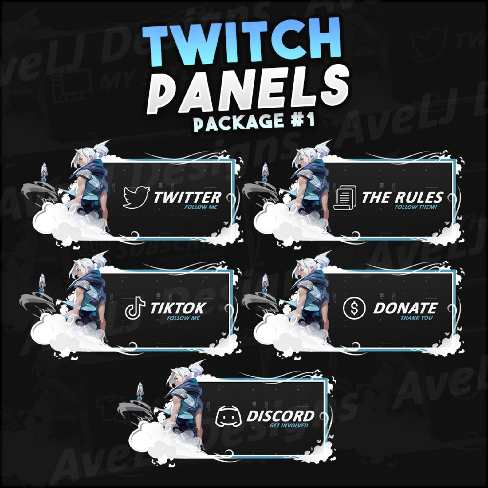 Valorant Jett Theme'd Twitch Panels Package 1 | Etsy