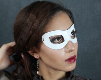 White Leather Mask | Etsy