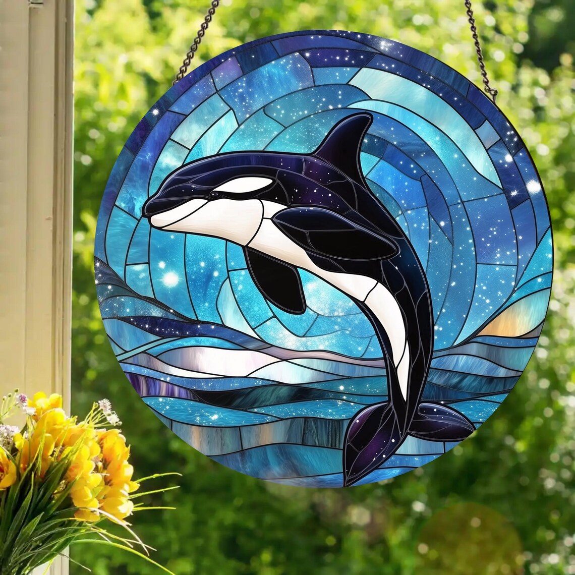 Starlight Orca: Stained Glass Style Window Hanging - Etsy