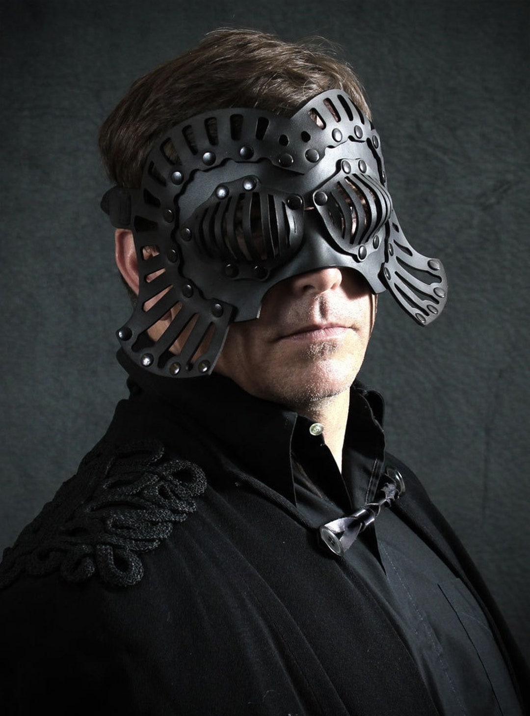 Falconer Leather Mask in Black - Etsy