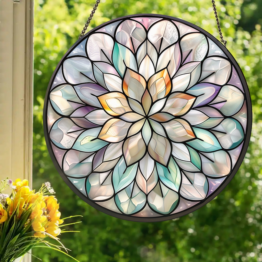 Pearl Mandala: Stained Glass Style Wall or Window Hanging Made With ...