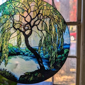 Weeping Willow: Stained Glass Style Wall or Window Hanging - Etsy