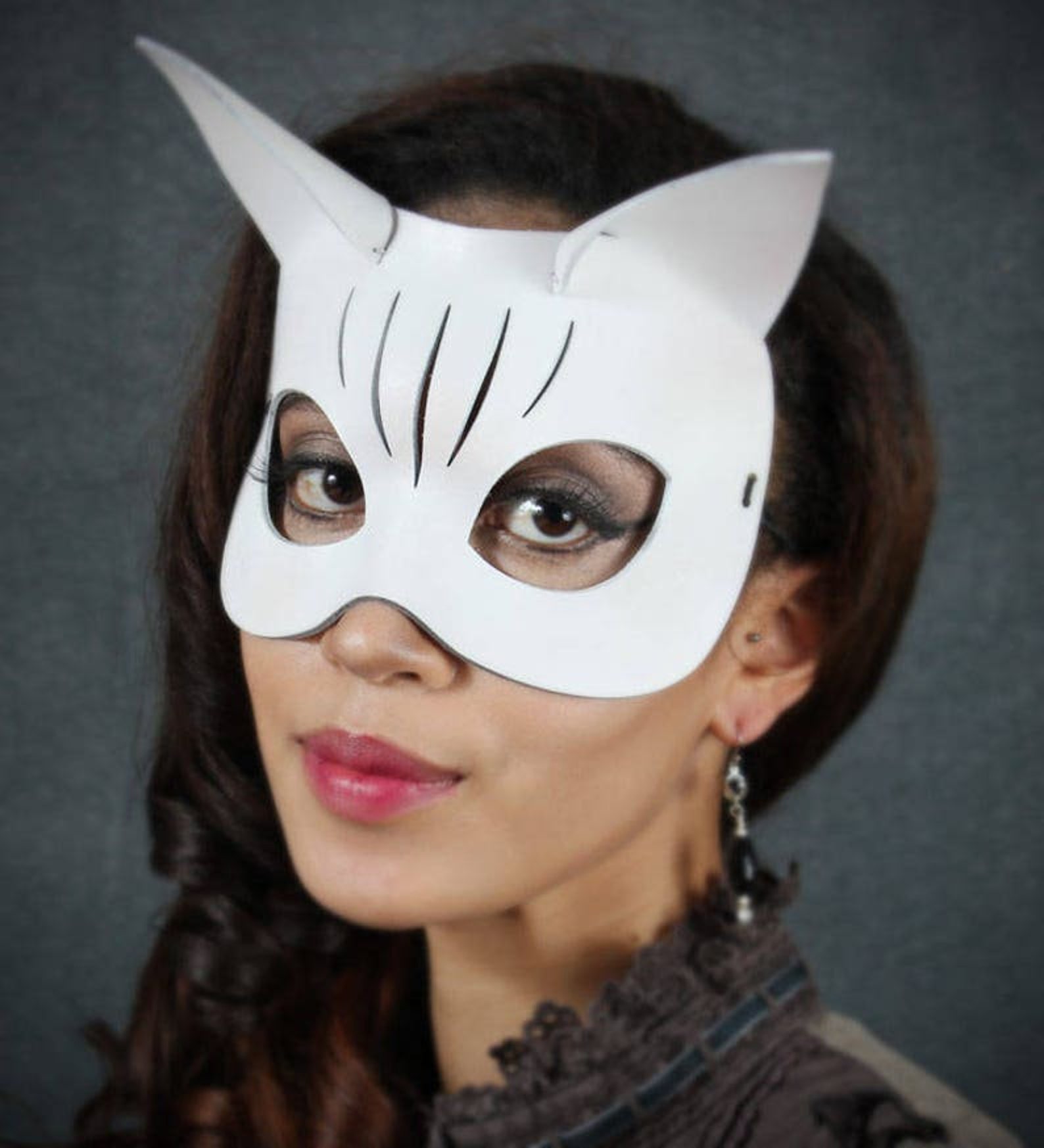 Kitty Leather Mask choose Color - Etsy