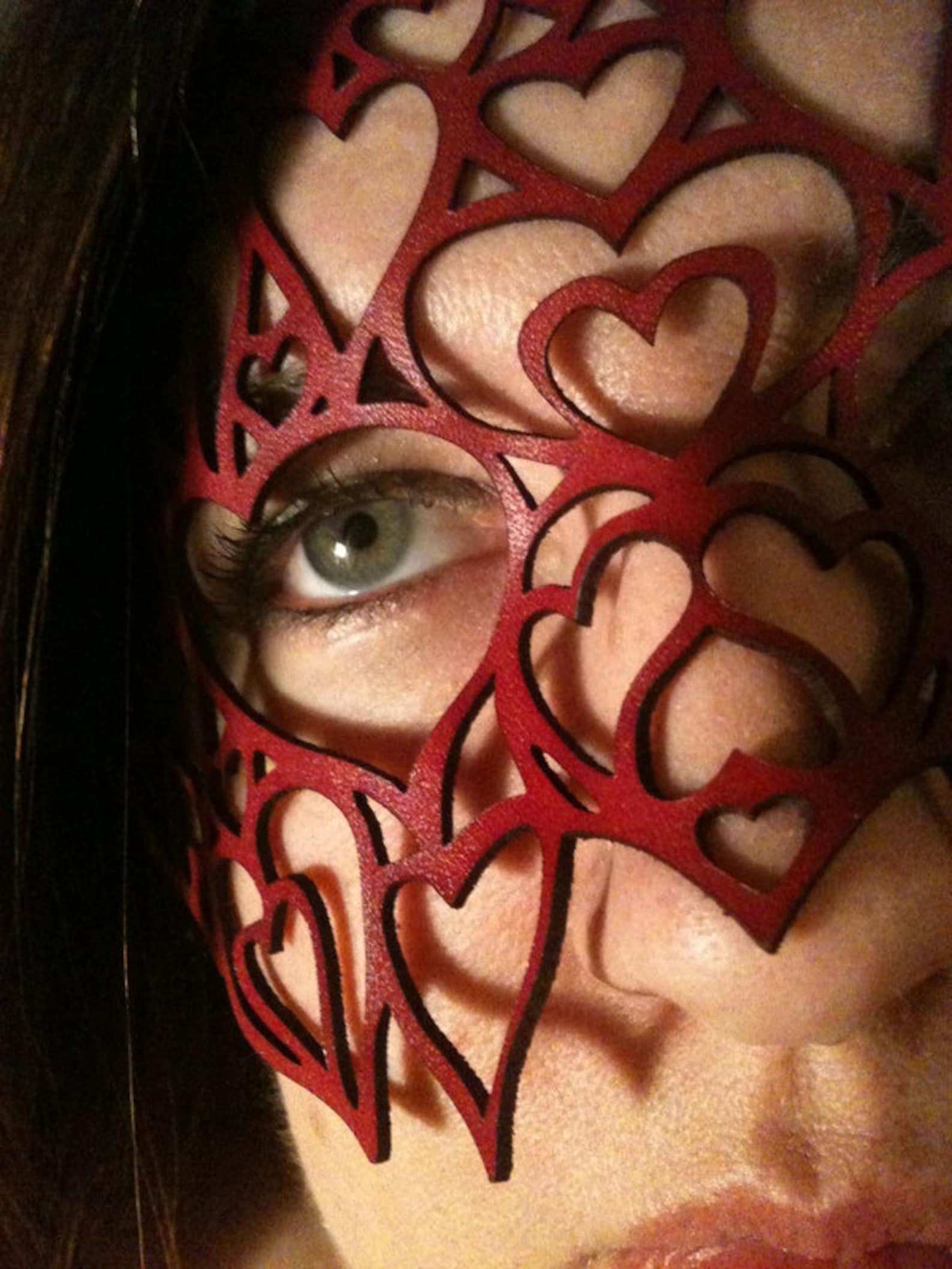 Hearts Leather Mask choose Color - Etsy