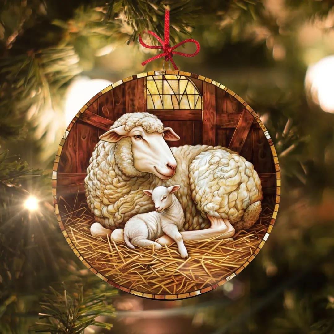 Ewe and Lamb: Stained Glass-style Christmas Ornament - Made With Real ...