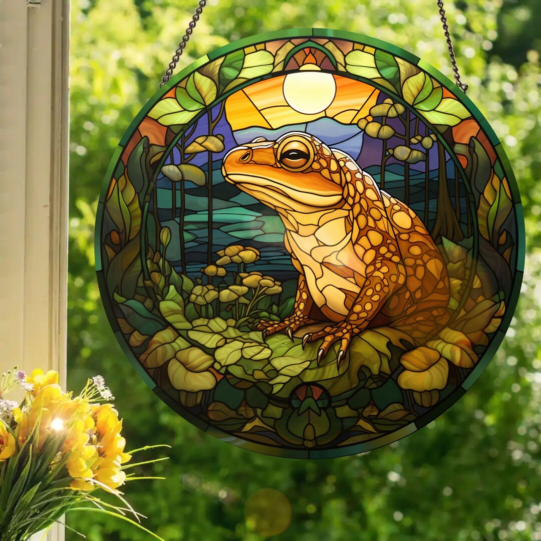 Forest Toad 3: Stained Glass Style Wall or Window Hanging - Etsy