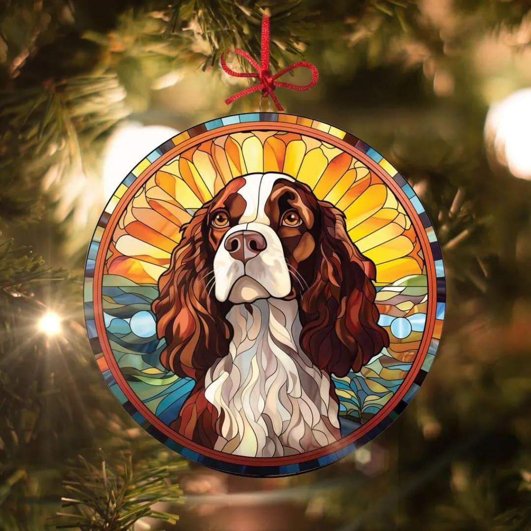 English Springer Spaniel: Stained Glass-style Christmas Ornament - Made ...
