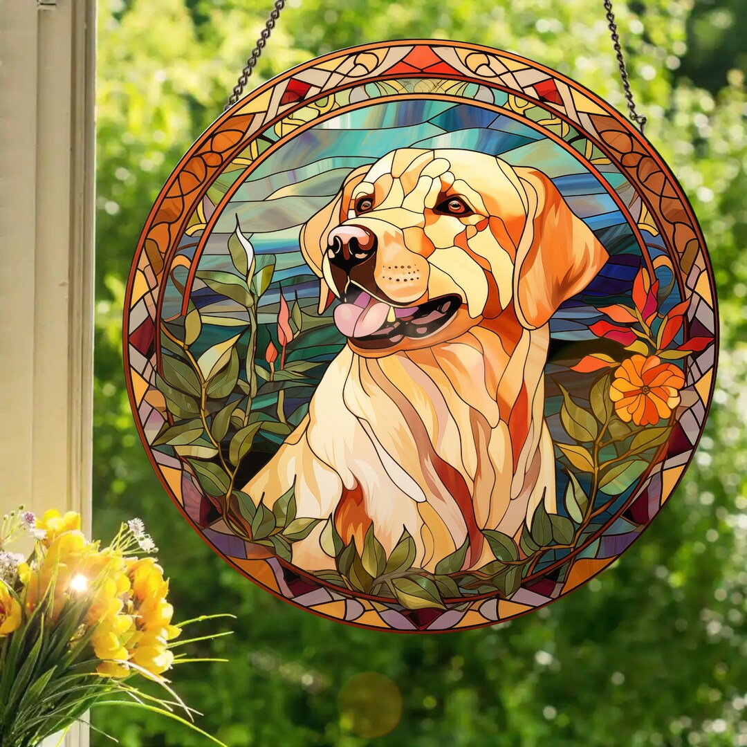 Golden Lab: Stained Glass Style Window Hanging - Etsy