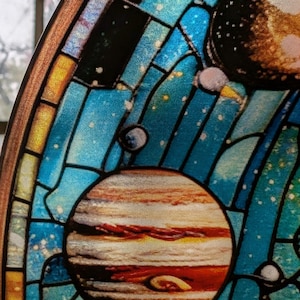 The Solar System: Stained Glass Style Window Hanging Made With Real ...