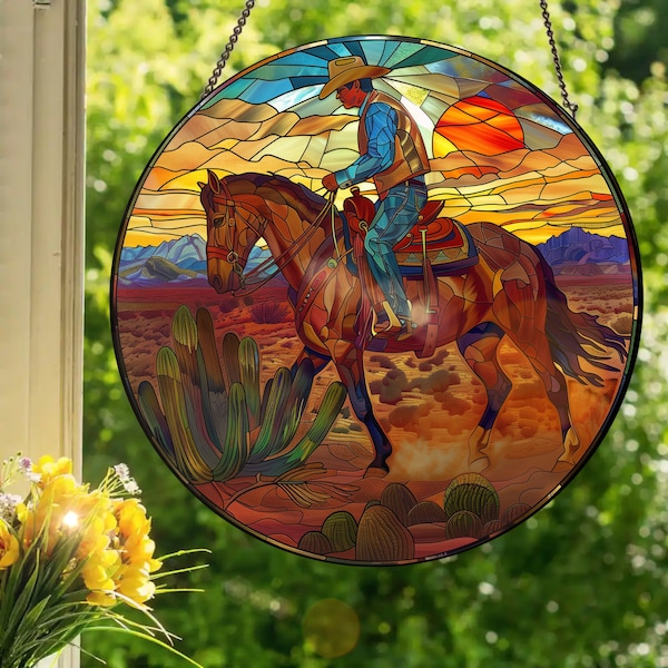Western Stained Glass Window - Etsy