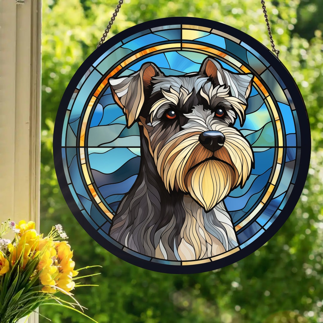Schnauzer: Stained Glass Style Wall or Window Hanging - Etsy