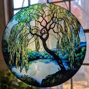 Weeping Willow: Stained Glass Style Wall or Window Hanging - Etsy