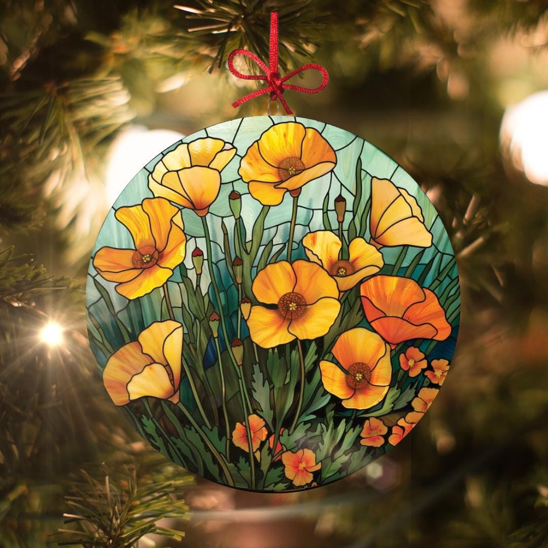 California Poppies: Stained Glass-style Christmas Ornament - Made With ...