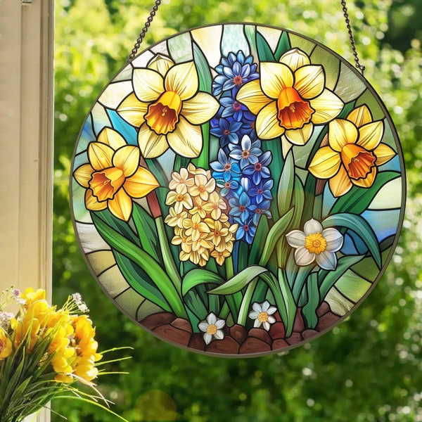 Stained Glass Window Daffodils - Etsy