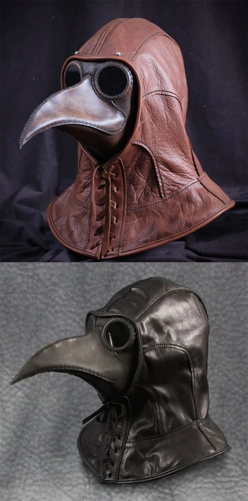Plague Doctor Hood in Black Garment Leather - Etsy