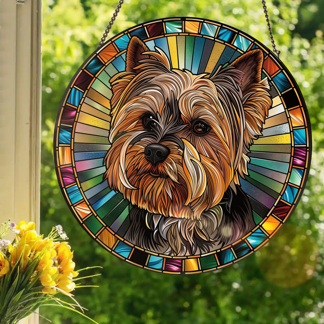 Yorkshire Terrier: Stained Glass Style Window Hanging - Etsy