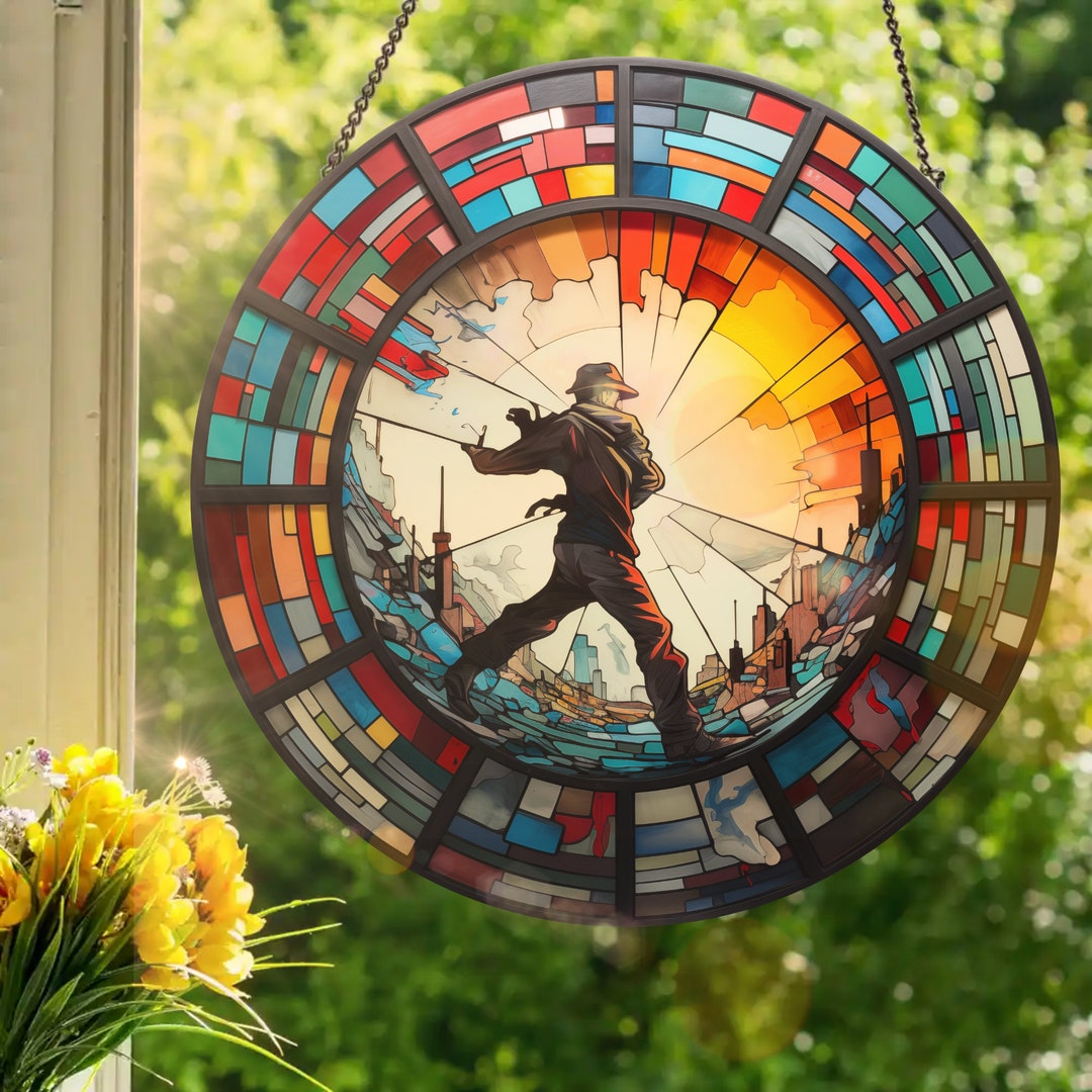 Graffiti Rogue Rebel: Stained Glass Style Window Hanging Made With Real ...