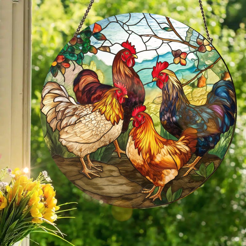 Stained Glass Chickens - Etsy