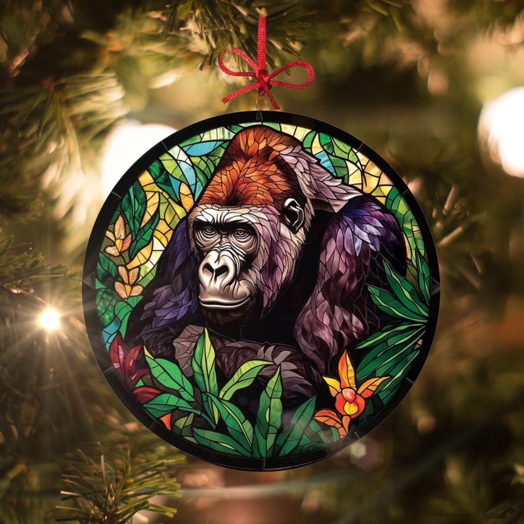 Silverback Gorilla: Stained Glass-style Christmas Ornament - Made With ...
