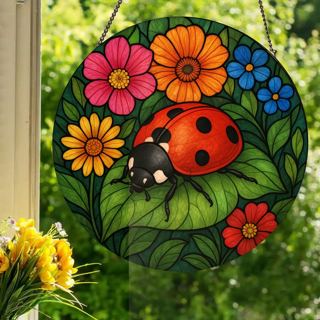 Ladybug: Stained Glass Style Wall or Window Hanging - Etsy
