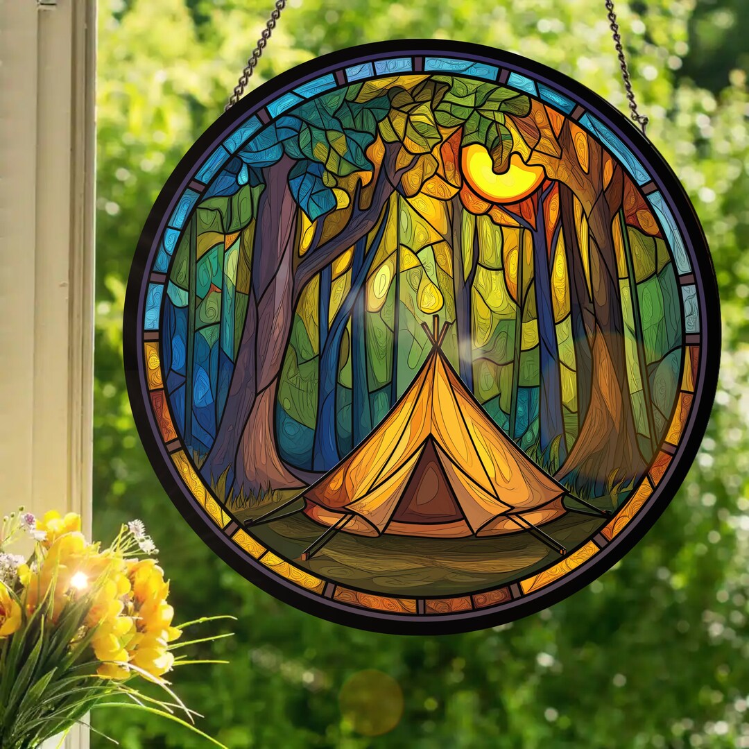 Camping Dream: Stained Glass Style Wall or Window Hanging - Etsy