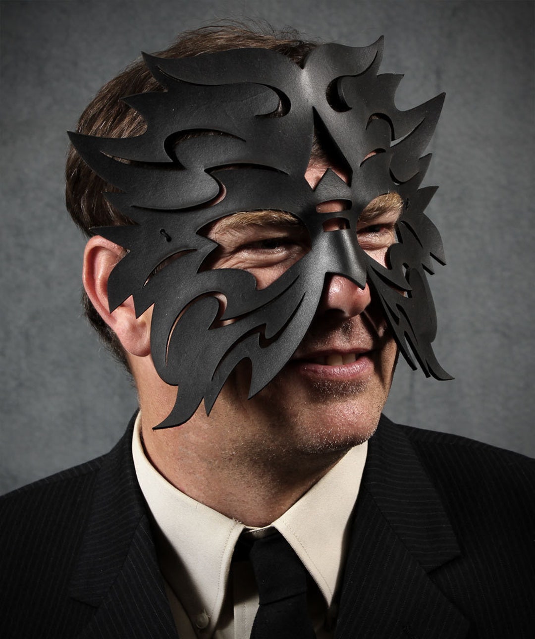 Lightning Leather Mask in Black - Etsy
