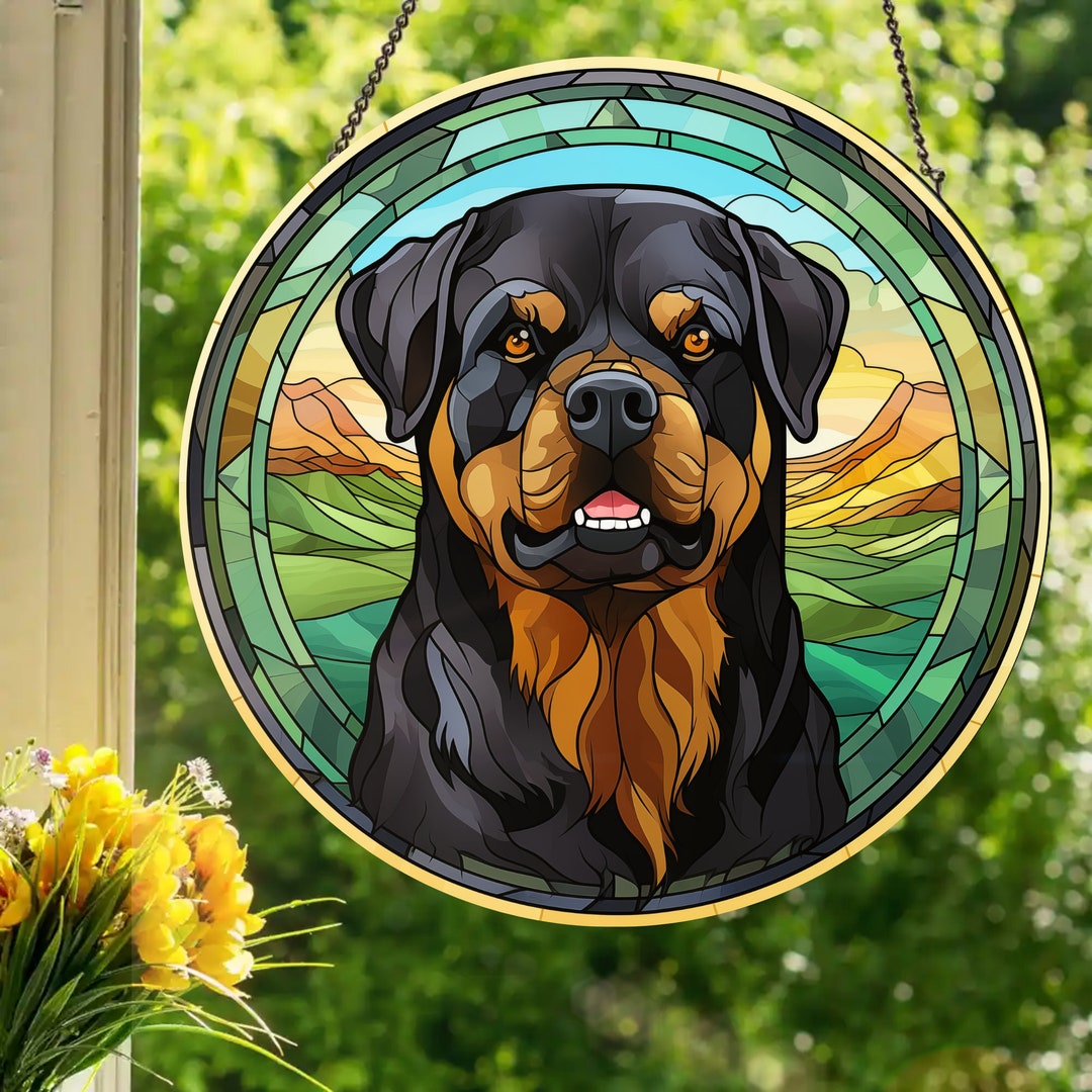 Rottweiler: Stained Glass Style Wall or Window Hanging - Etsy