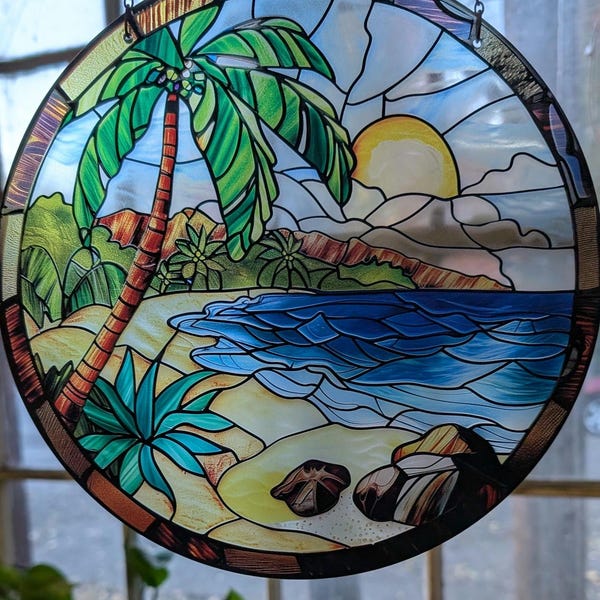 Beach Stained Glass - Etsy