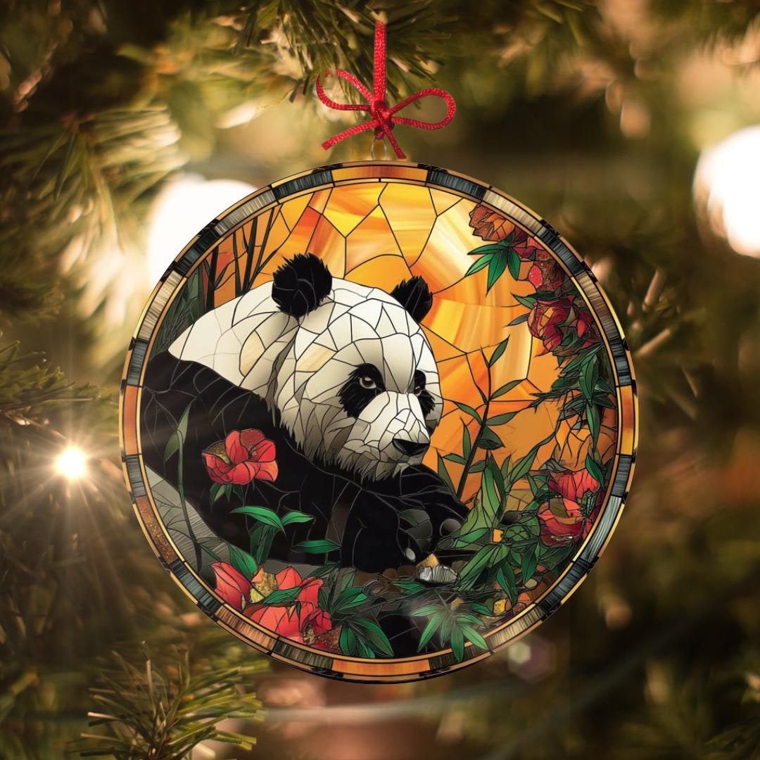Giant Panda: Stained Glass-style Christmas Ornament - Made With Real ...