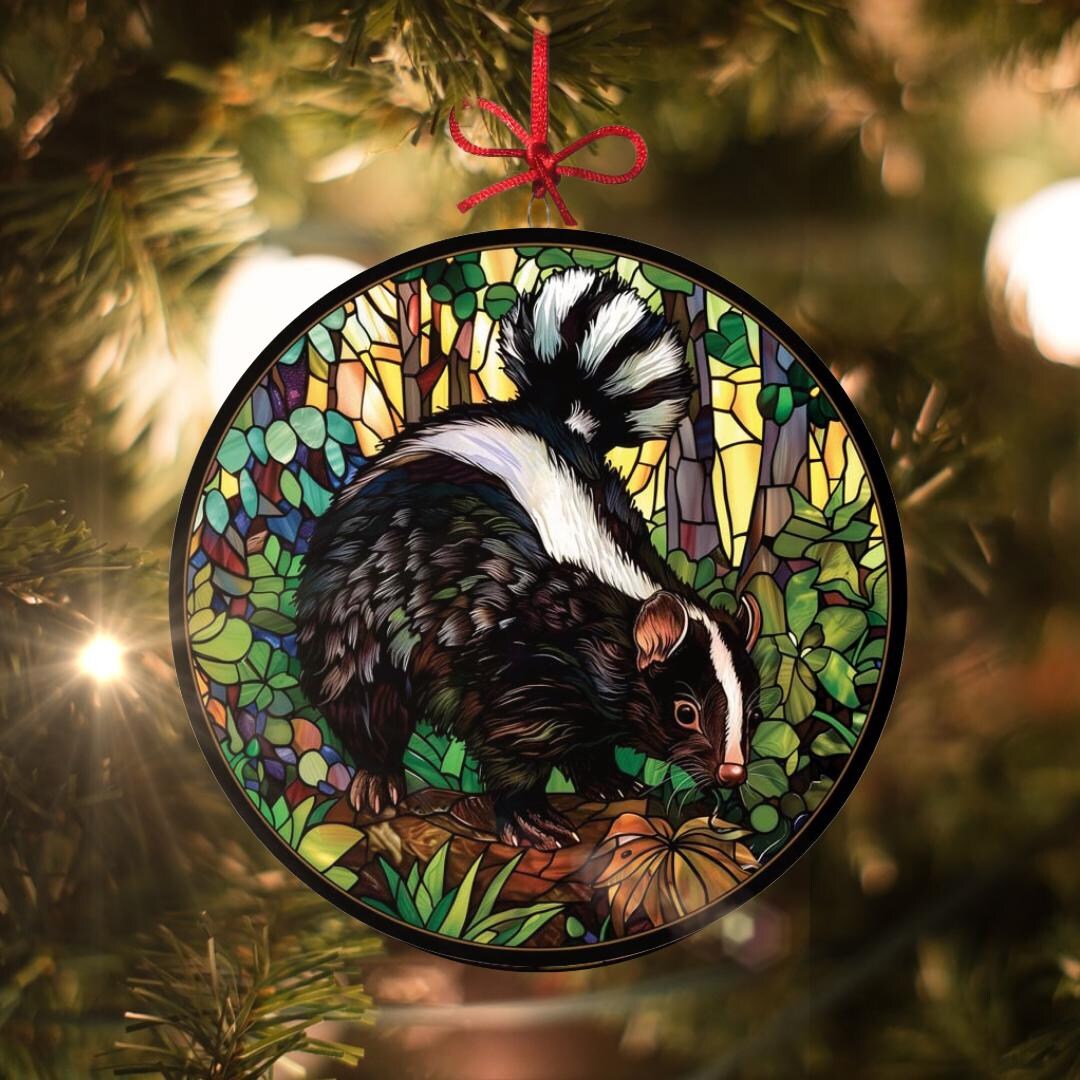 Forest Skunk: Stained Glass-style Christmas Ornament - Made With Real ...