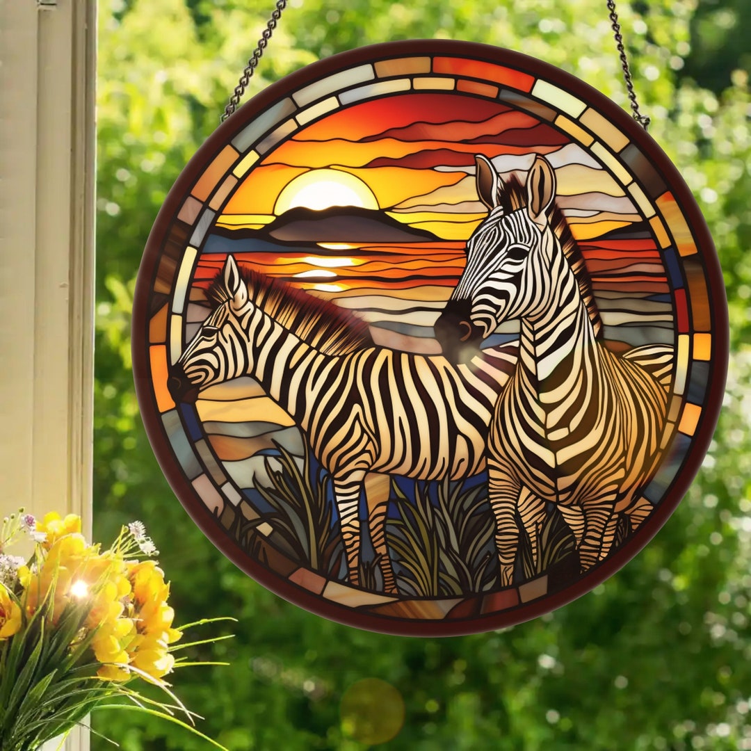 Zebras: Stained Glass Style Window Hanging - Etsy