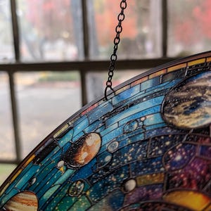 The Solar System: Stained Glass Style Window Hanging Made With Real ...