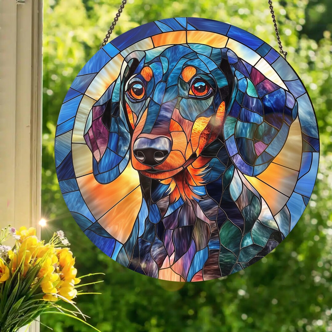 Blue Merle Daschund: Stained Glass Style Window Hanging - Etsy