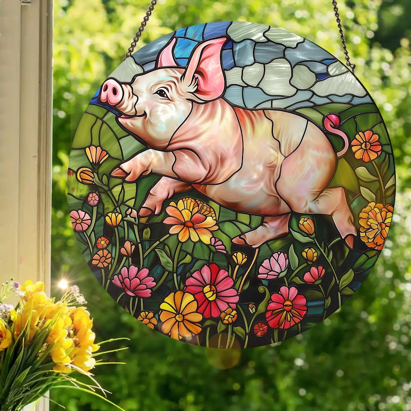 Stained Glass Pig - Etsy