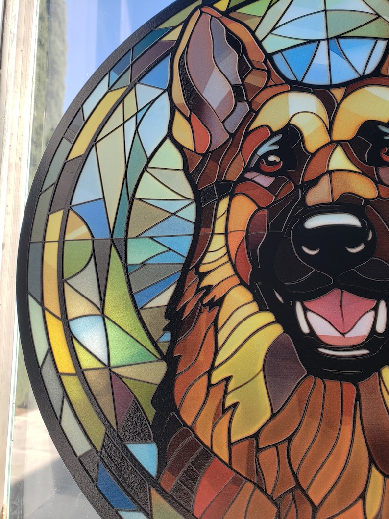 Tri-color German Shepherd: Stained Glass Style Window Hanging - Etsy