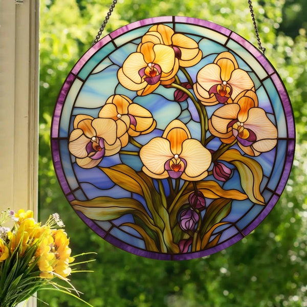 Stained Glass Orchids - Etsy