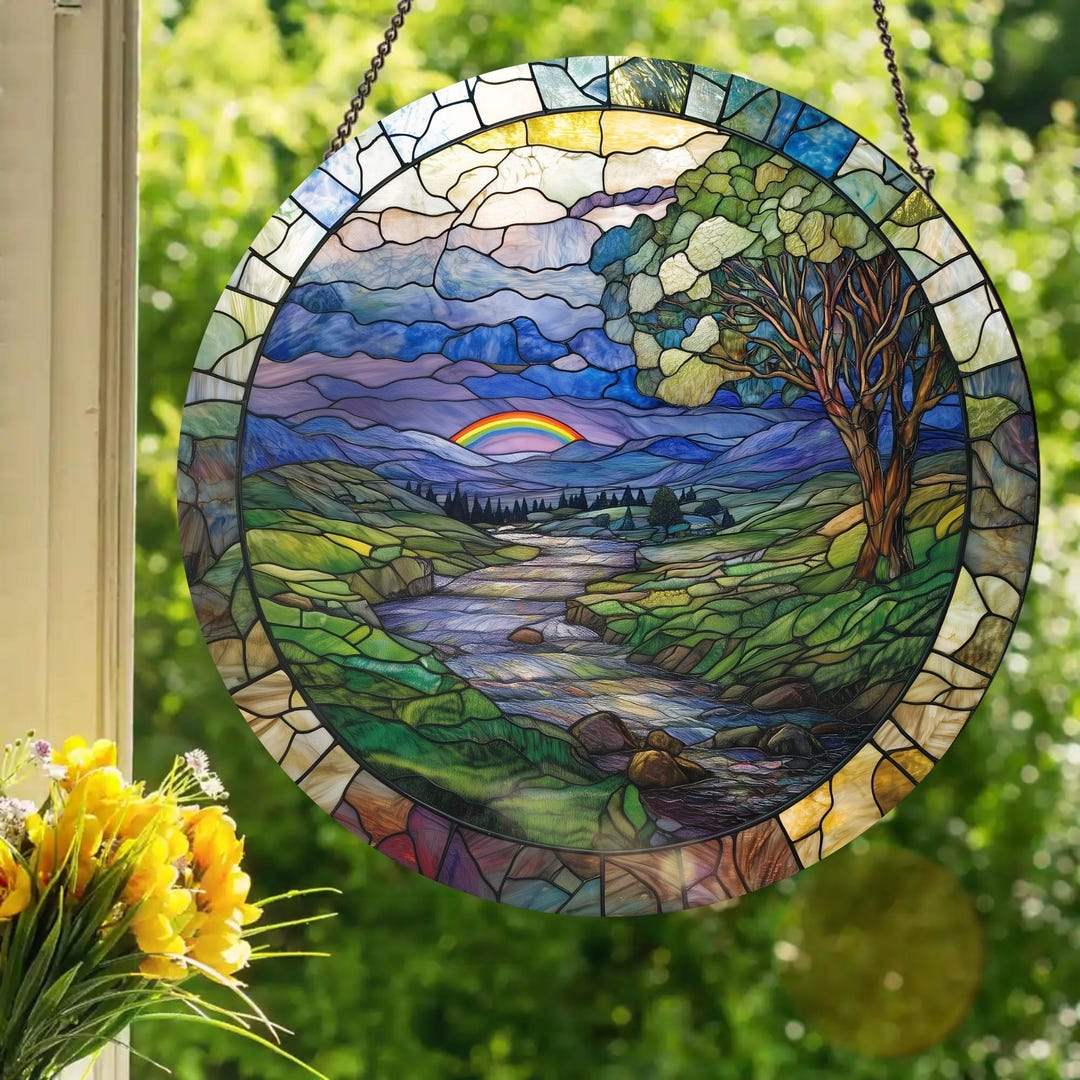 Stormy Rainbow: Stained Glass Style Wall or Window Hanging - Etsy